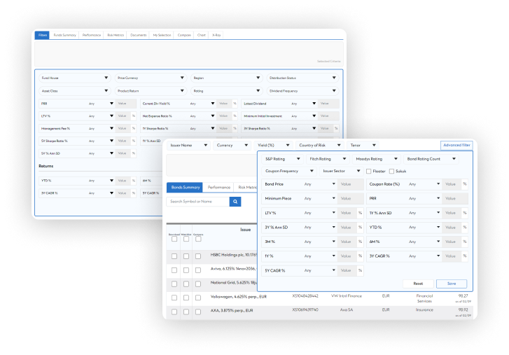 Powerful screener for Bonds, MF & Stocks